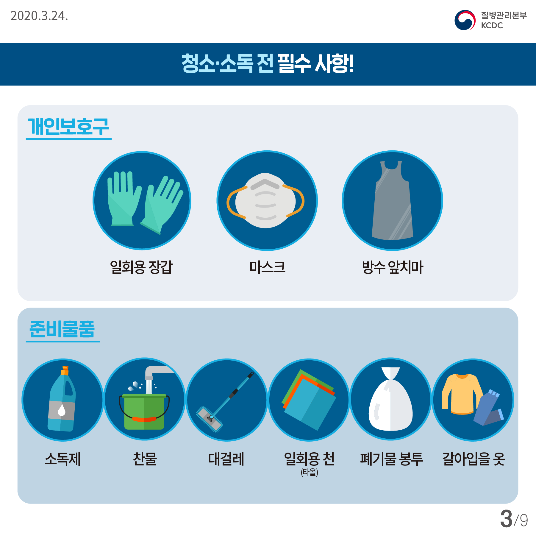 코로나바이러스감염증 19 예방을 위한 일상적인 소독방법 바로 알기 카드뉴스 홍보자료 알림·자료 질병관리청