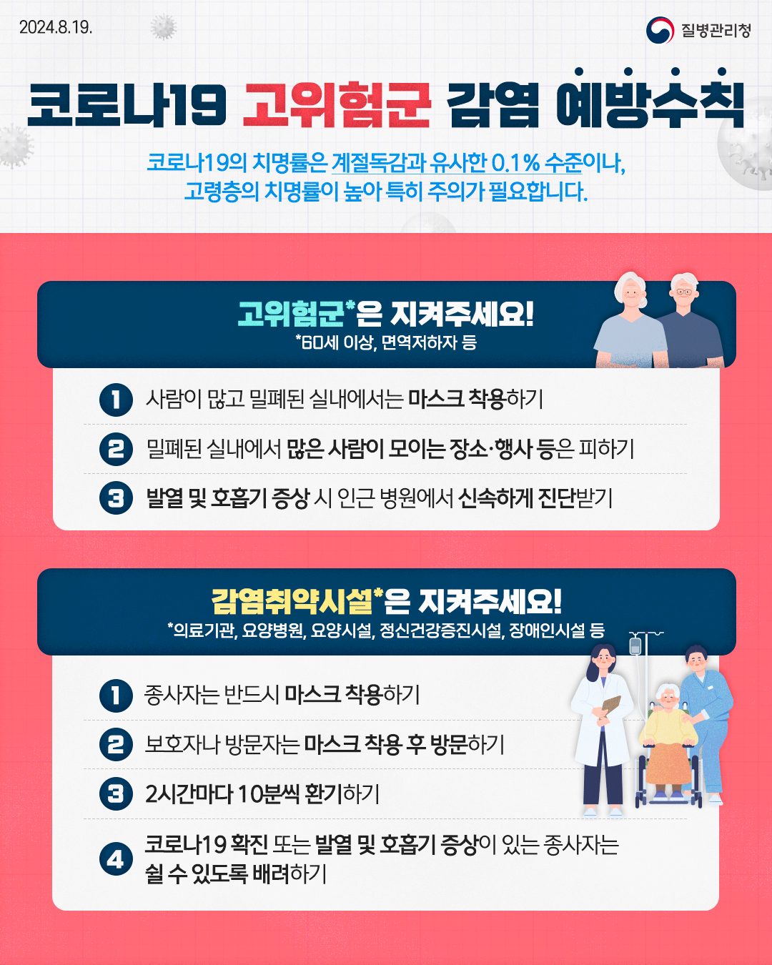코로나19 고위험군 감염 예방수칙 홍보지 홍보자료 알림·자료 질병관리청
